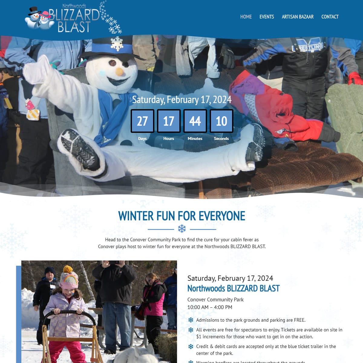Northwoods Blizzard Blast - WEB WORK LIFE Web Site Design